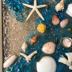 Blue Wave Seashells Resin Glass Framed Art - Etsy