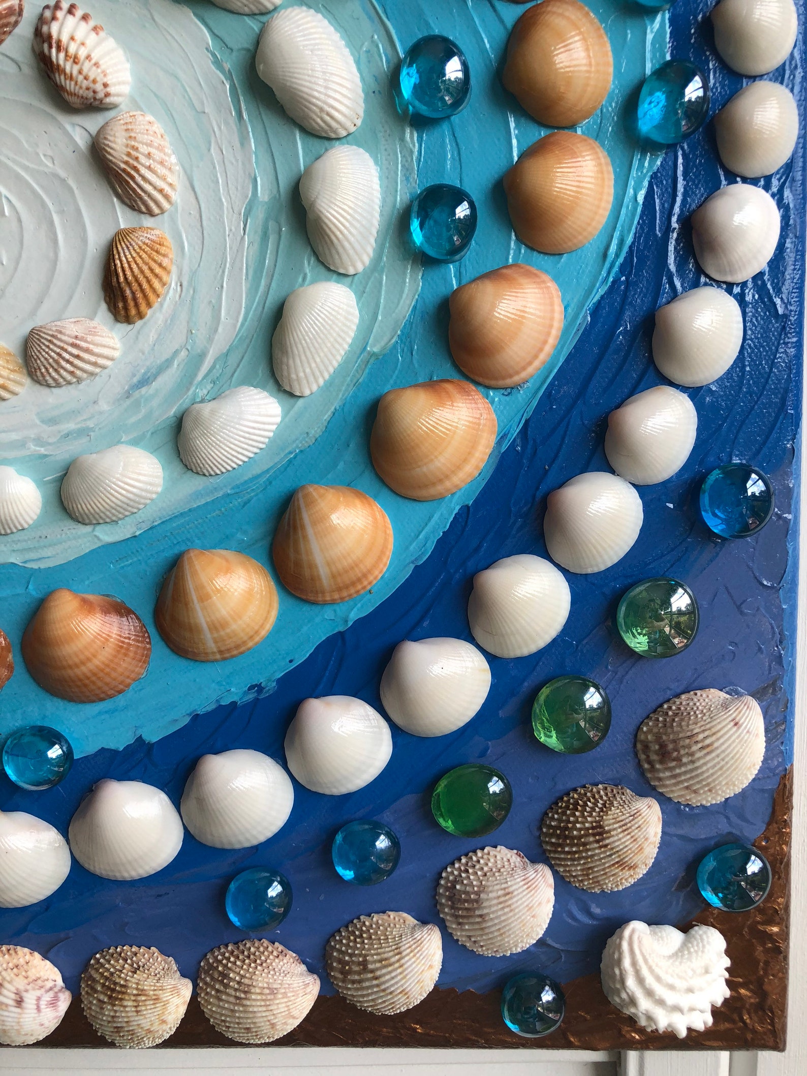 Wall Decor Seashell Collage Art Acrylic Abstract Dolphin Glass Pebbles ...