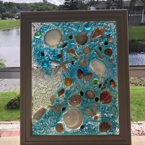 Blue Wave Seashells Resin Glass Framed Art - Etsy