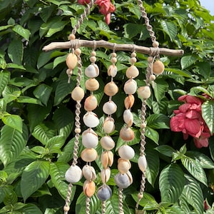 Seashells Coastal Wind Chime Mobile Driftwood Sea Shells Natural ...