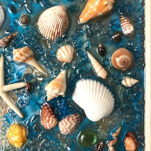 Blue Wave Seashells Resin Glass Framed Art - Etsy
