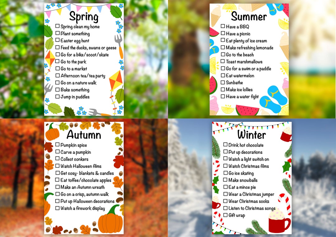 A5 Printable Seasonal Bucket Lists | for All the Family | Spring ...