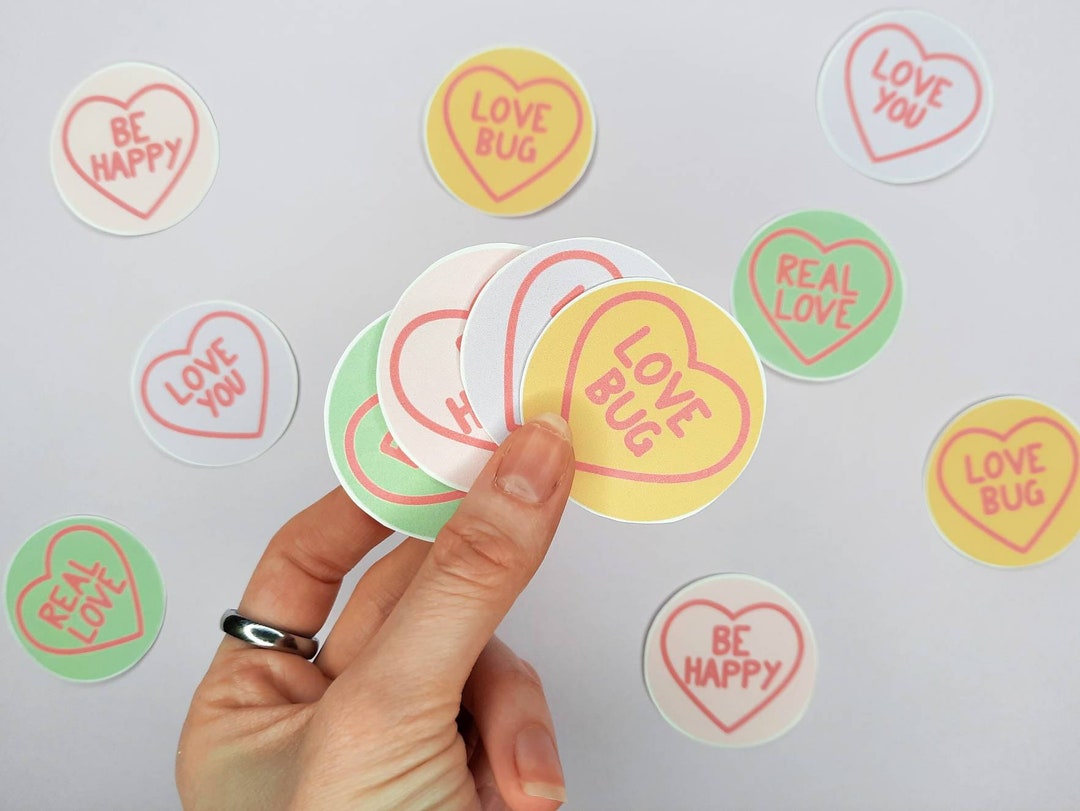 Cute Love Heart Sweet Sticker Pack | Valentine's | Candy | Kawaii - Etsy