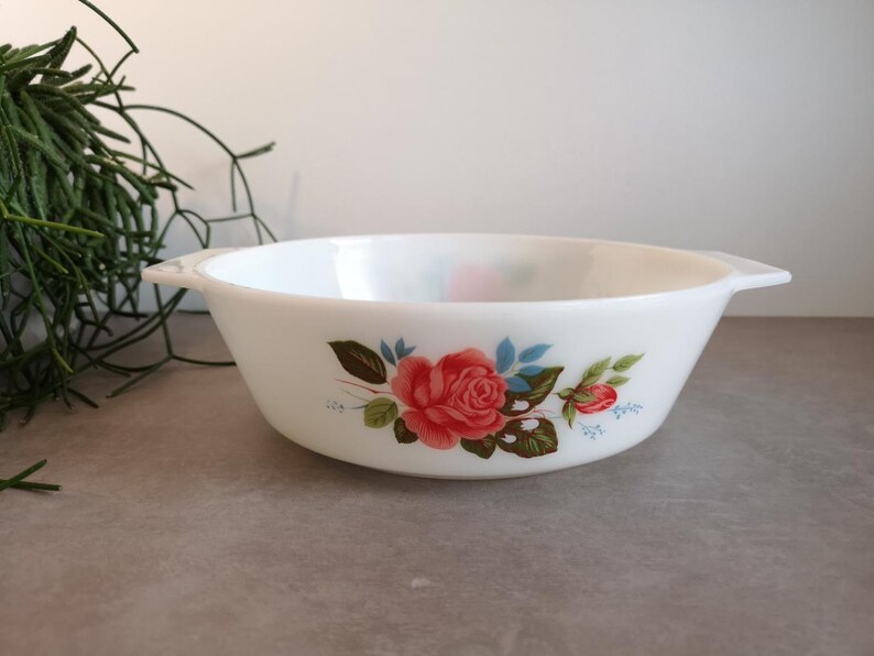 Vintage PYREX Large Size Cottage Rose Casserole Dish, Pink Roses With ...