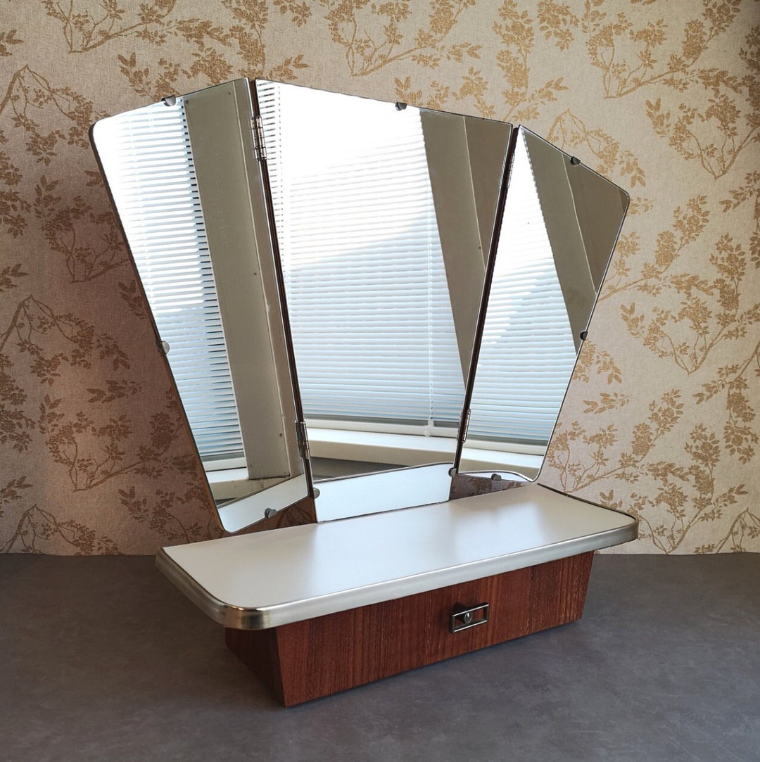 Vintage Three Hatch Wall Mirror With Shelf and Storage. Hanging ...