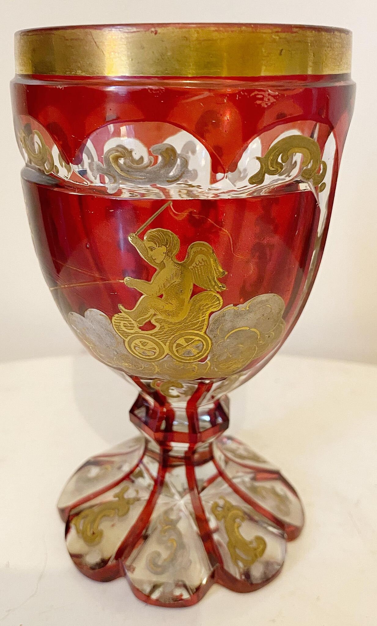 An Exceptional Quality Antique Viennese Biedermeier Ruby Glass Hand ...