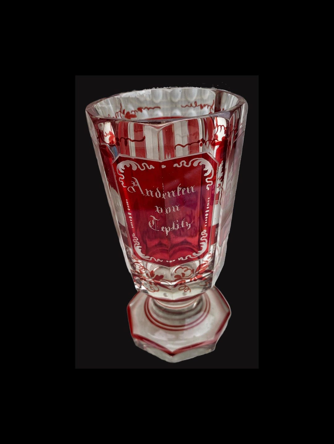 Antique Biedermeier Bohemian Glass Spa Goblet 19th.c. Teplitz - Etsy