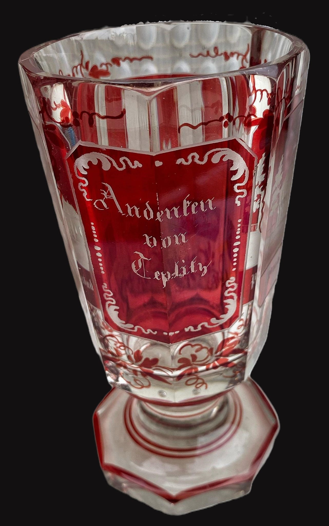 Antique Biedermeier Bohemian Glass Spa Goblet 19th.c. Teplitz - Etsy