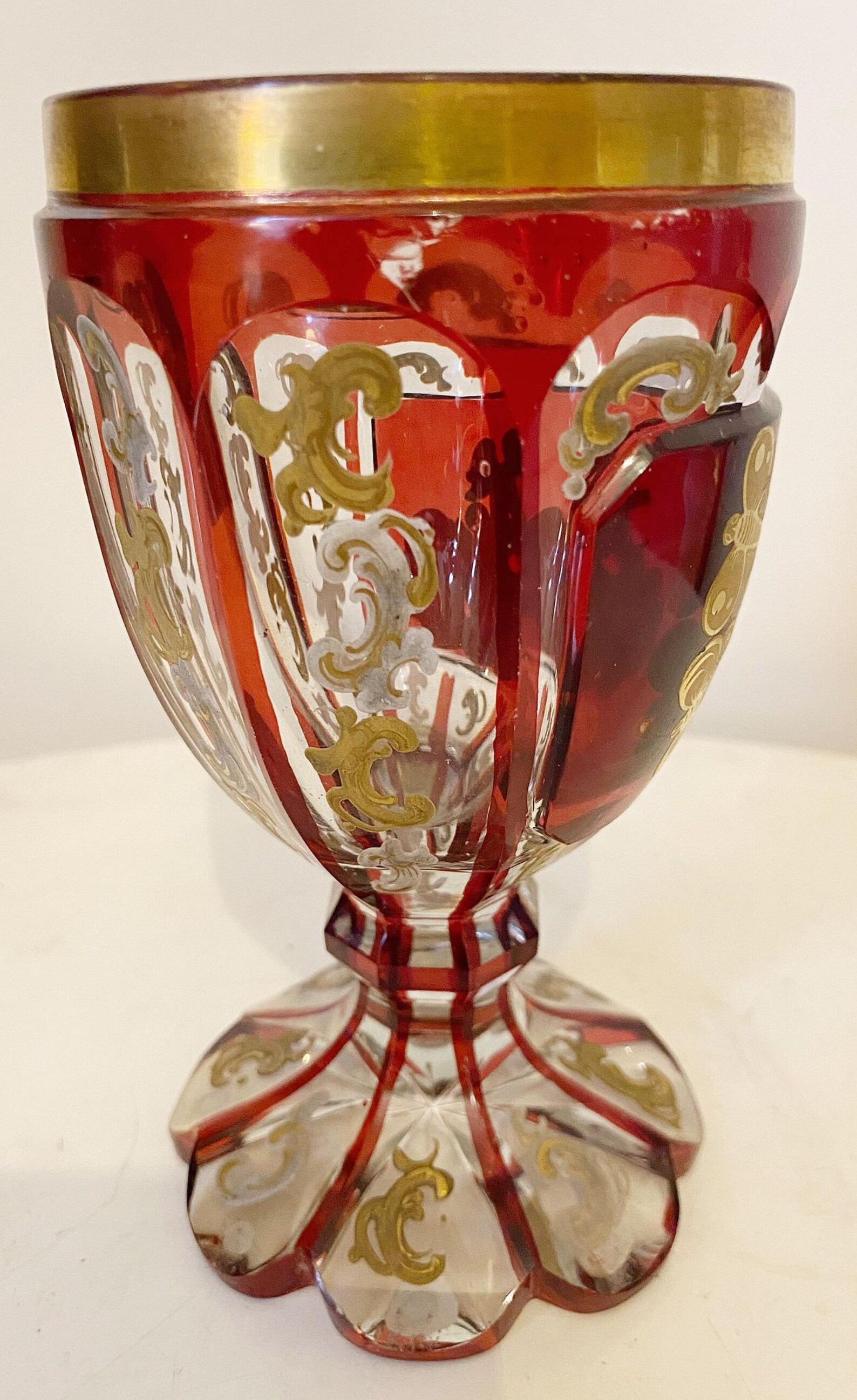 An Exceptional Quality Antique Viennese Biedermeier Ruby Glass Hand ...