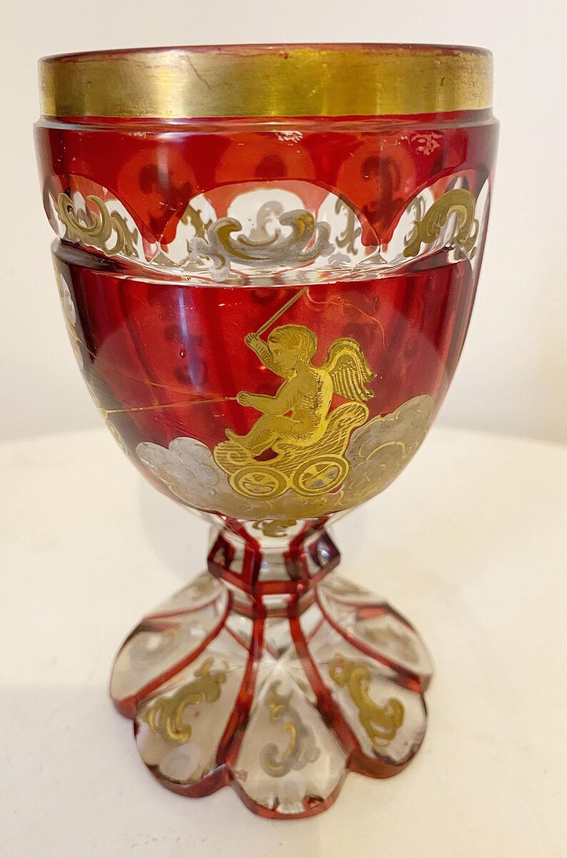An Exceptional Quality Antique Viennese Biedermeier Ruby Glass Hand ...