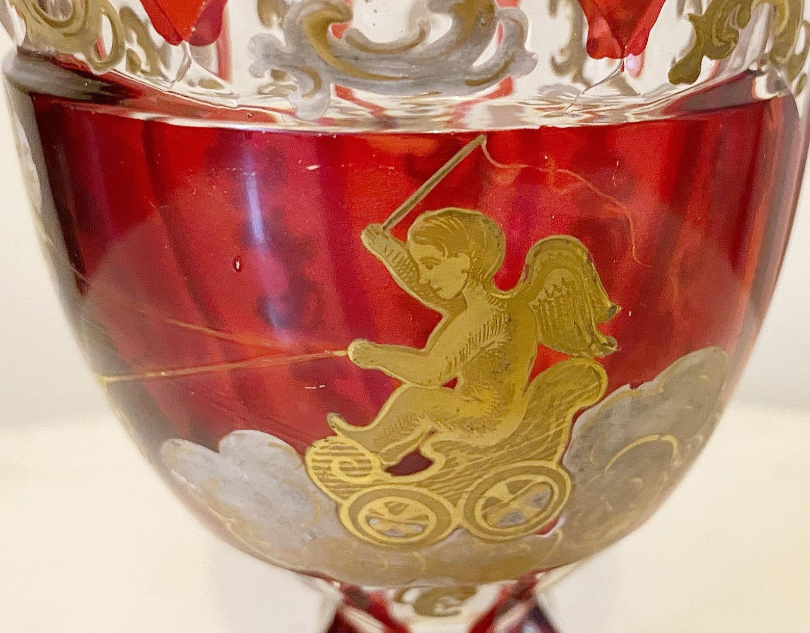 An Exceptional Quality Antique Viennese Biedermeier Ruby Glass Hand ...