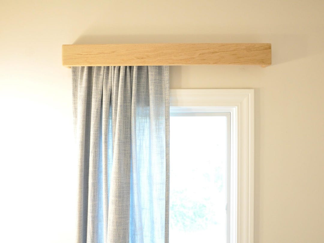 Modern Curtain Rod in Oak - Etsy