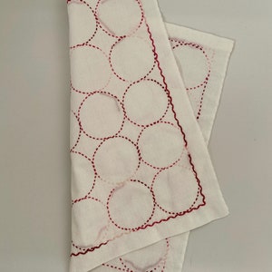 Sashiko Japanese Embroidery Towel *hana-fukin* Set of 2 Linked Circle ...