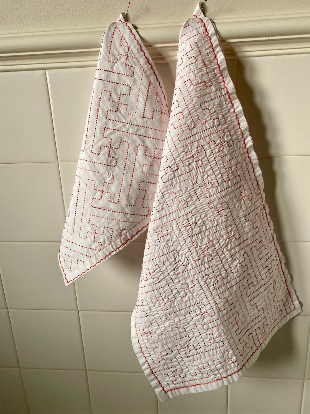 Sashiko Japanese Embroidery Towel hana-fukin Set of 2 Saya Brocade ...