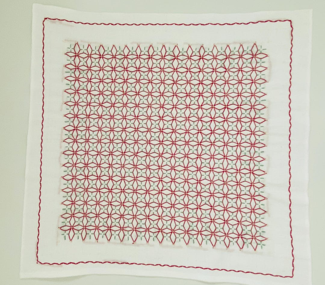 Sashiko Japanese Embroidery Towel hana-fukin Ajisai Flower - Etsy