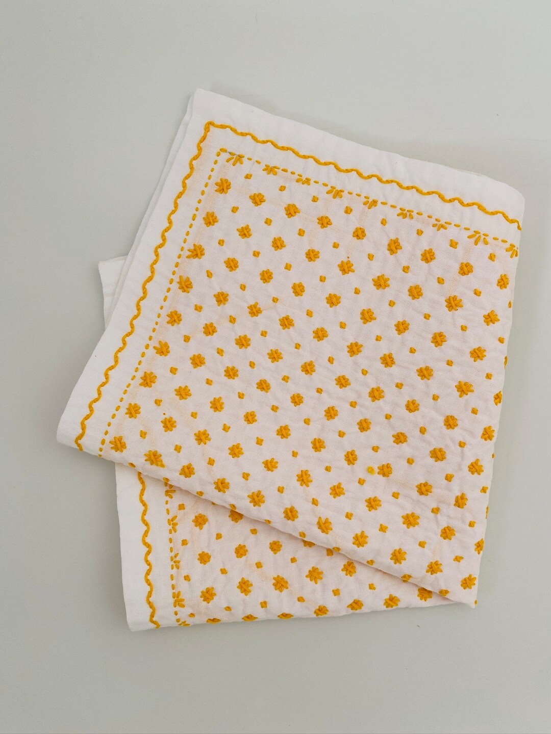 Sashiko Japanese Embroidery Towel hana-fukin Yellow Rice Stitch - Etsy