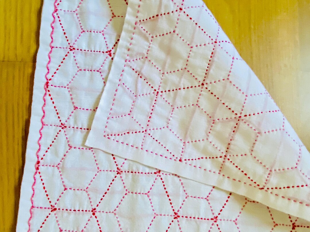 Sashiko Japanese Embroidery Towel *hana-fukin* Arare Kikko ...