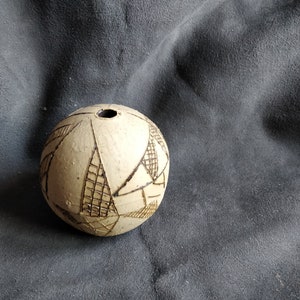Round Studio Pottery Ball Vase, Unsigned, Little Ceramic Ball With ...