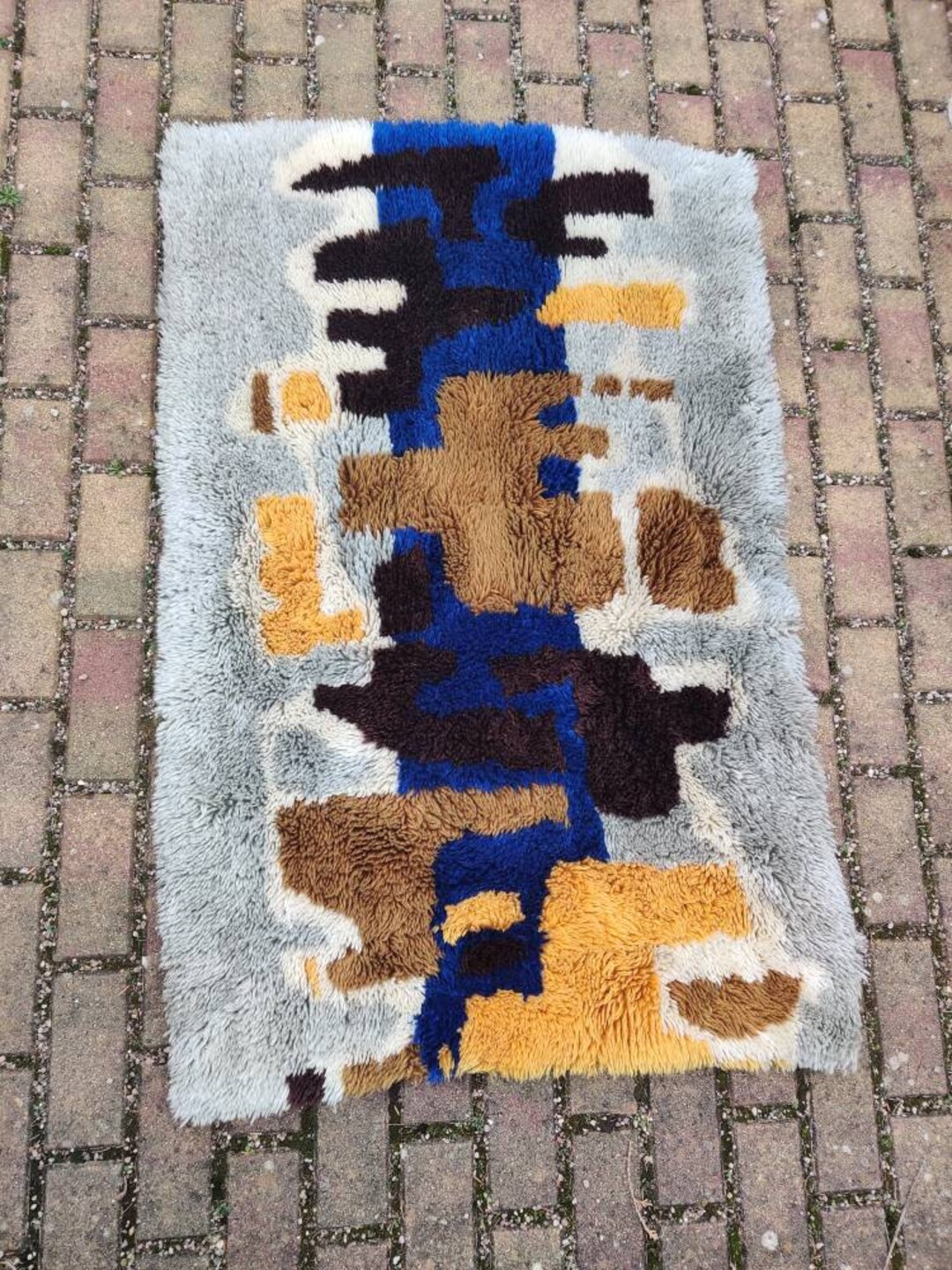 Home Made 60s Rya Rug, 70s OP Art, Green and Orange Carpet, Runner - Etsy