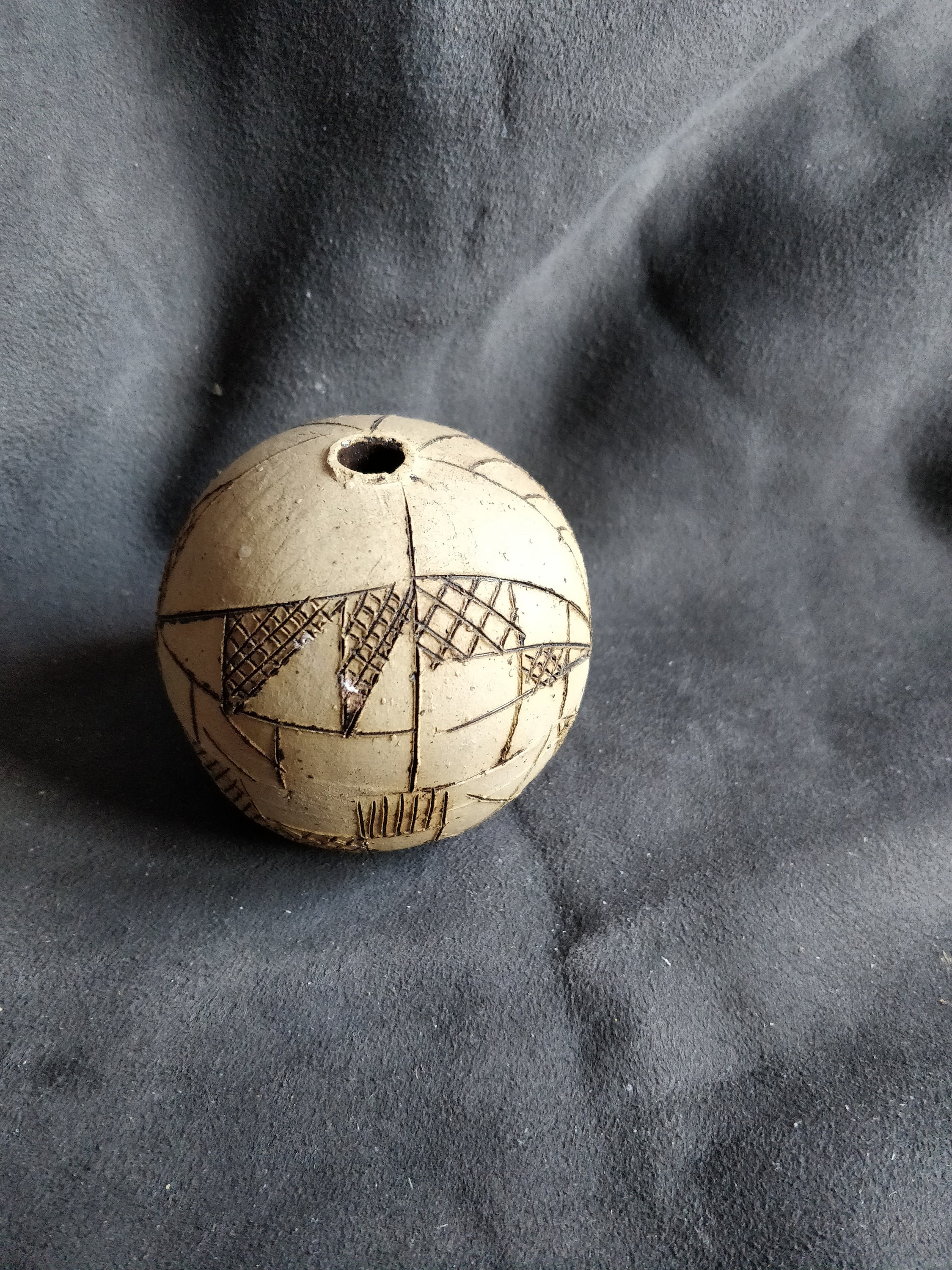 Round Studio pottery Ball Vase unsigned little ceramic Ball | Etsy