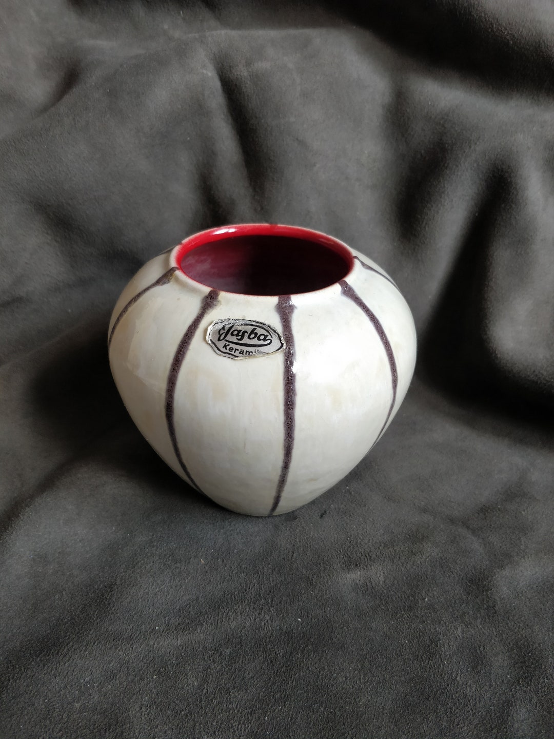 107/10 Jasba Vase From the 60s, West German Pottery, Beige Ceramic Vase ...