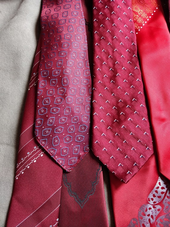 10 Red neckties from ca 1960-70, Vintage Polyester ne… - Gem