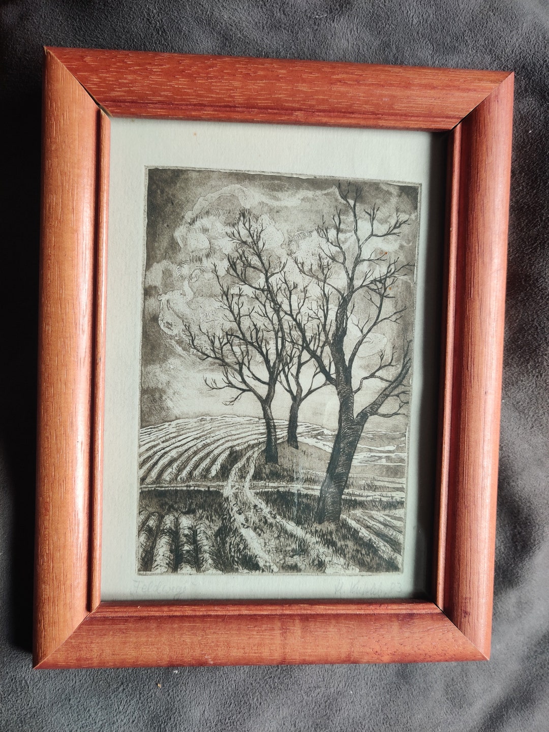 Vintage Tree Etching, Tree Picture From the 80s Farm Road, Farmhouse ...