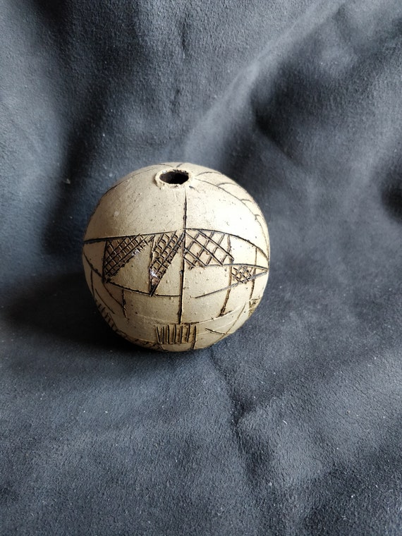 Round Studio Pottery Ball Vase Unsigned Little Ceramic Ball | Etsy