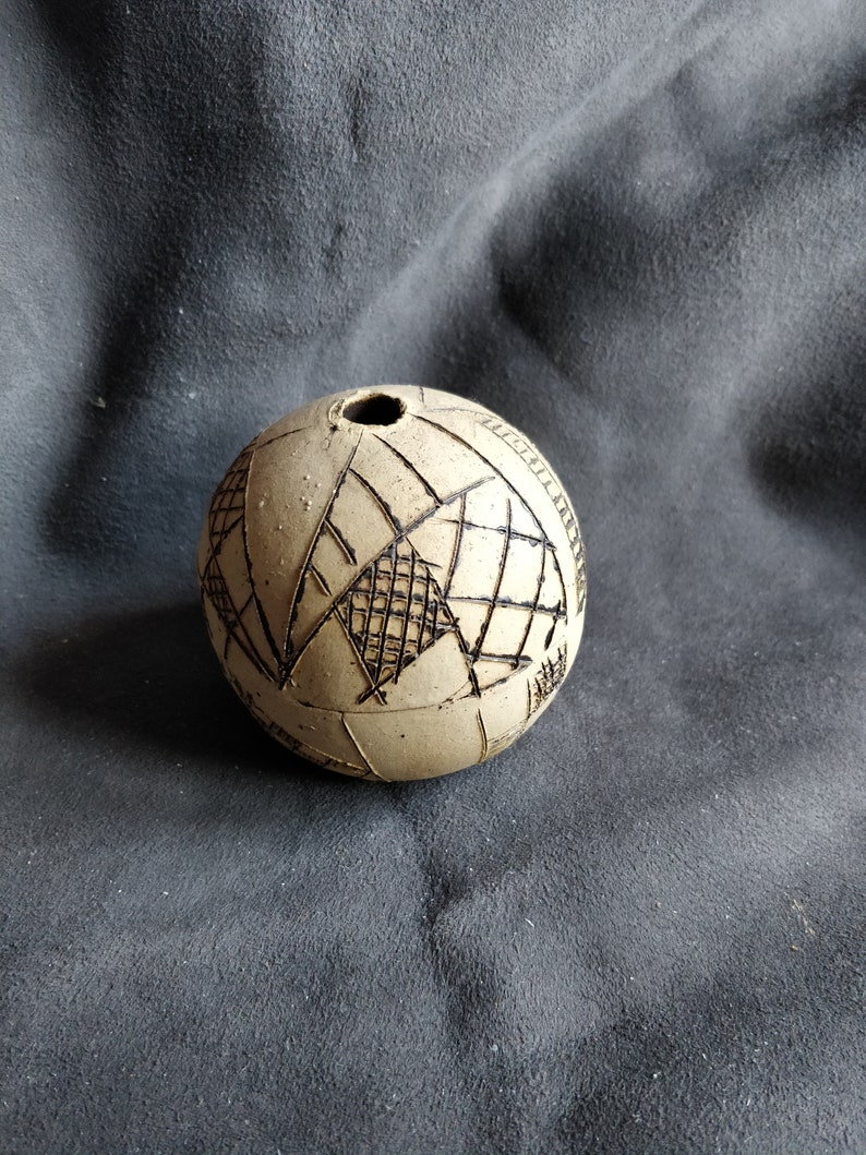 Round Studio Pottery Ball Vase Unsigned Little Ceramic Ball - Etsy