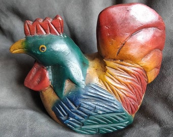 Vintage Carved Wooden Rooster - Etsy