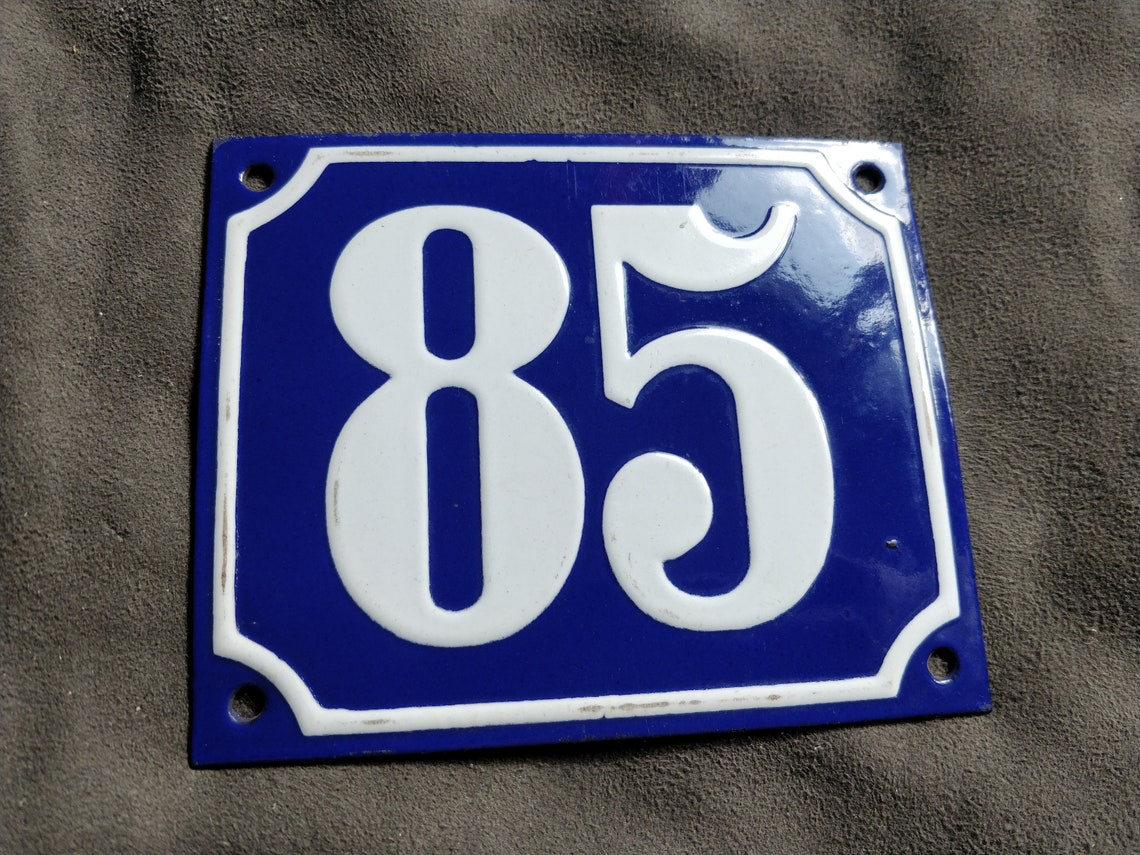 Blue enamel sign 85 House Number 85 Vintage new old Stock | Etsy
