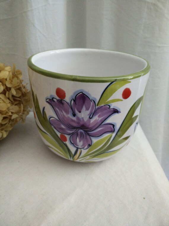 Italian Painted Flower Planter Vintage Ceramic Plant Pot - Etsy