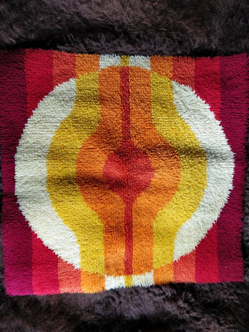 OP Art Wall Carpet 70s Orange Wall Tapestry Orange Red - Etsy