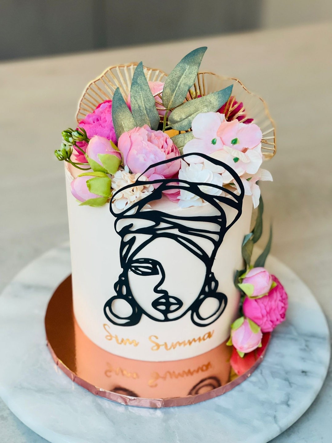 Line Art Face Cake Topper, Face Cake Topper Charm, Line Art Woman Charm ...