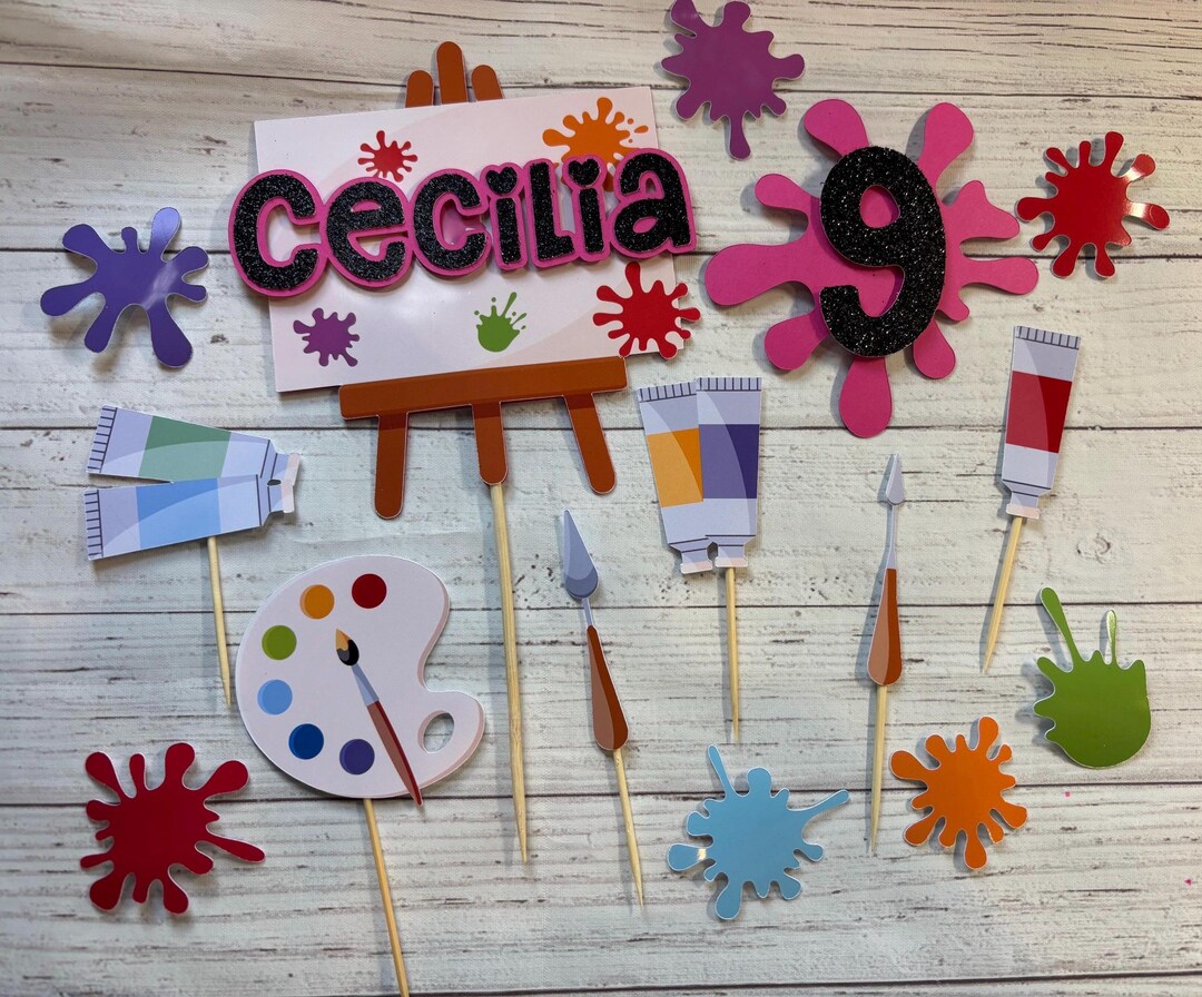 Art Easel Cake Topper, Paint Party Cake Topper, Arty Party Cake Topper ...