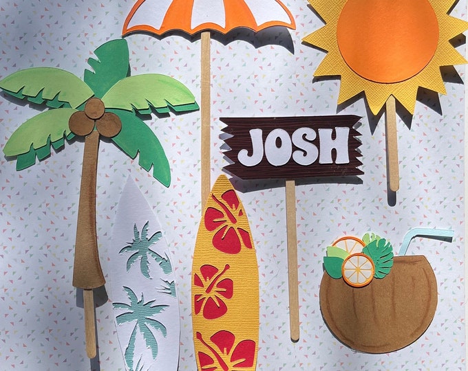 Beach Cake Topper, Beach Party, Surfer Cake Topper, Tropical Cake ...