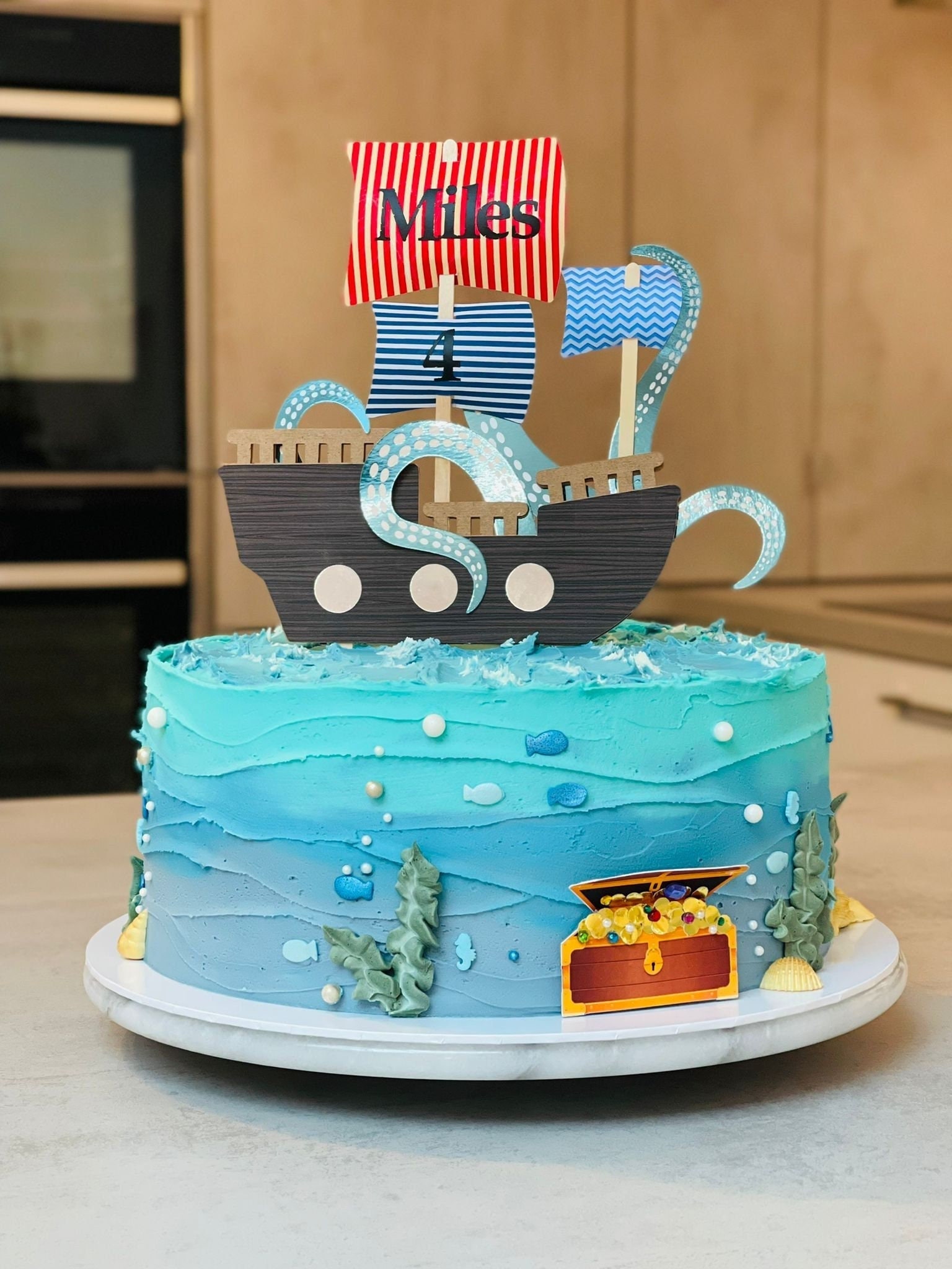 Pirate Cake Topper Pirate Ship Cake Topper Kraken Cake - Etsy UK