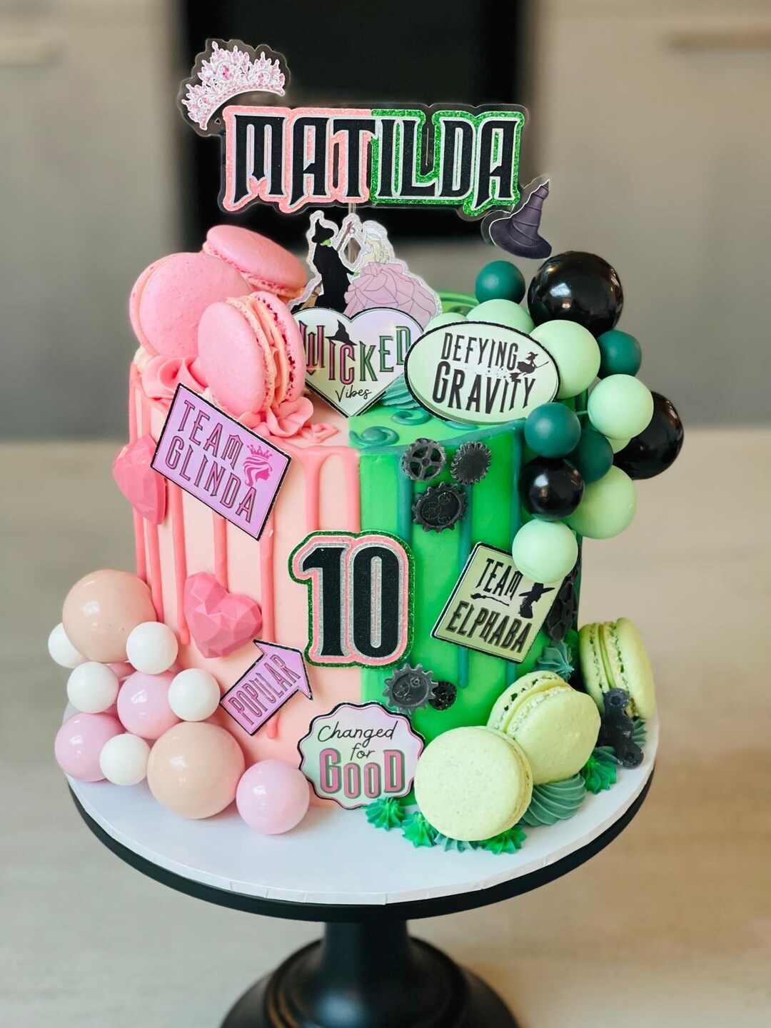 Wicked Cake Topper, Wicked Theme Glitter, Oz Cake Topper, Elphaba Cake ...