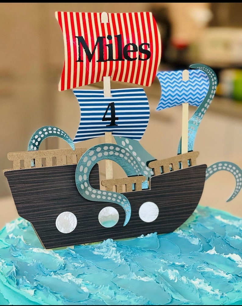 Pirate Cake Topper Pirate Ship Cake Topper Kraken Cake - Etsy UK