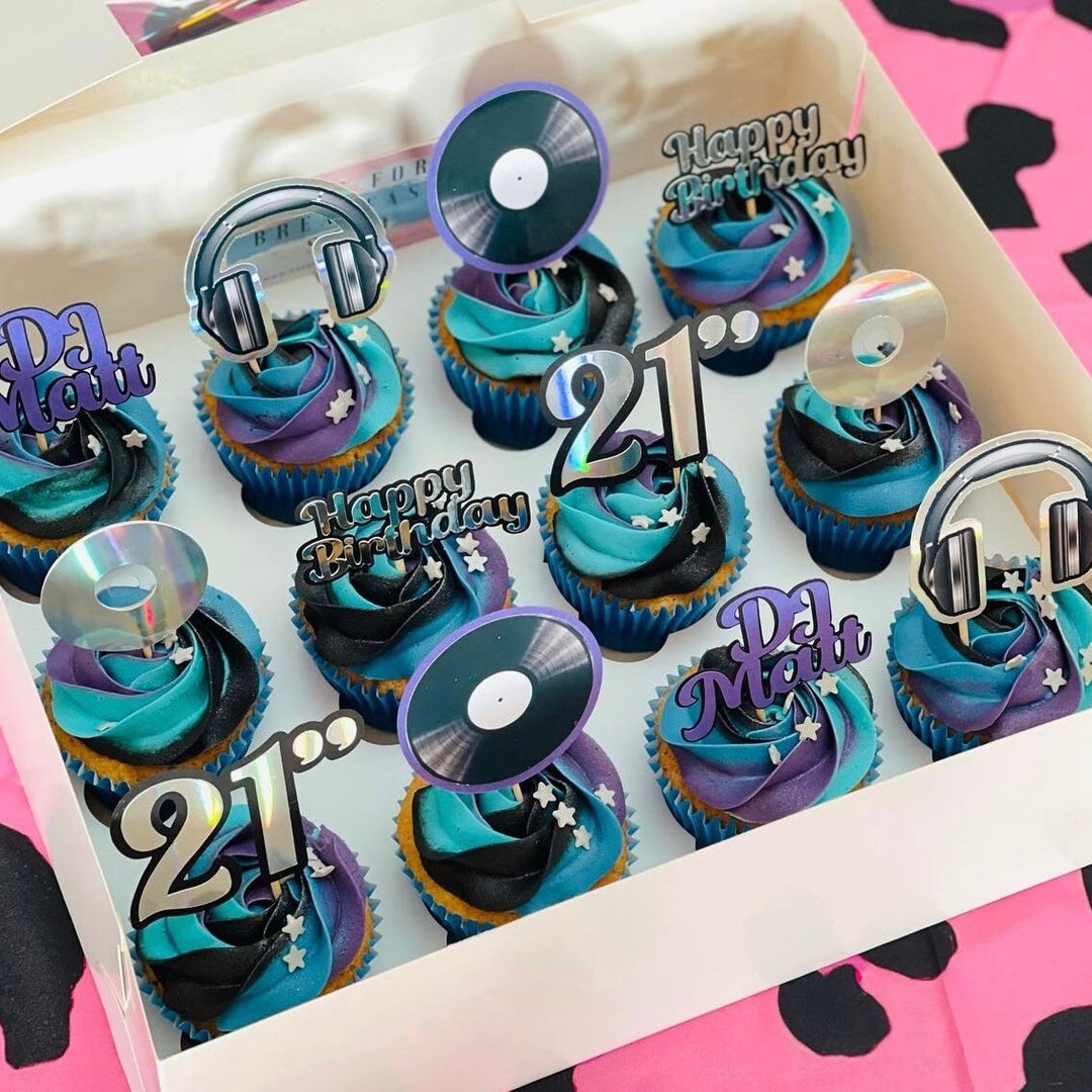 DJ Cupcake Toppers, DJ Cake Topper, Music Cake Topper, Music Cupcakes ...