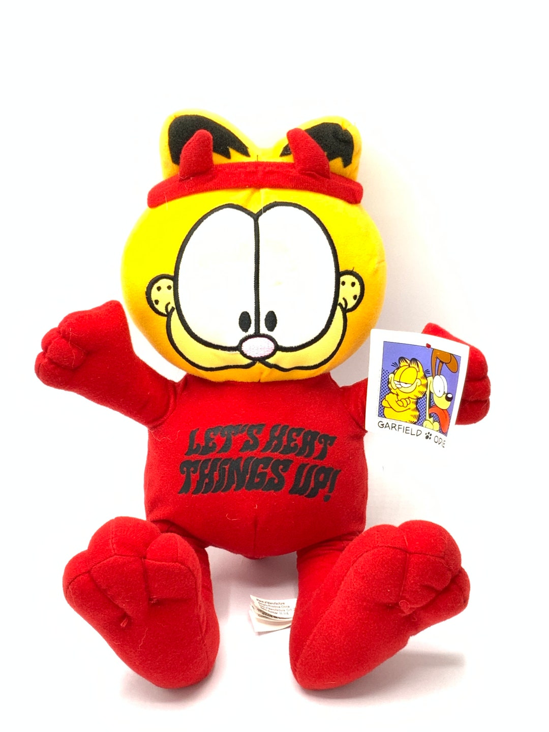 Vintage Garfield Stuffed, Push Toy, Big Eyes, Cat, Let’s Heat Things Up ...