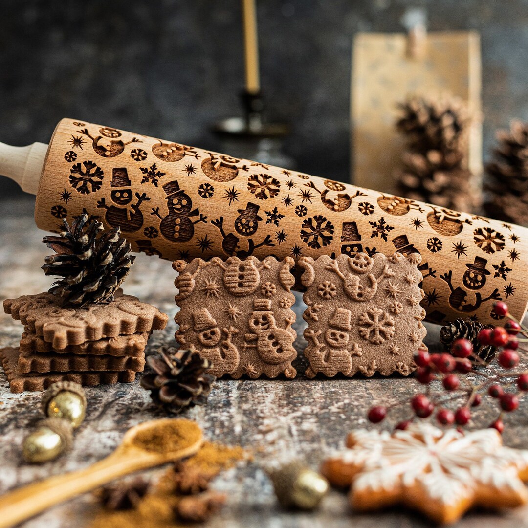 SNOWMAN Rolling Pin, Embossing Rolling Pin, Engraved Rolling Pin by ...