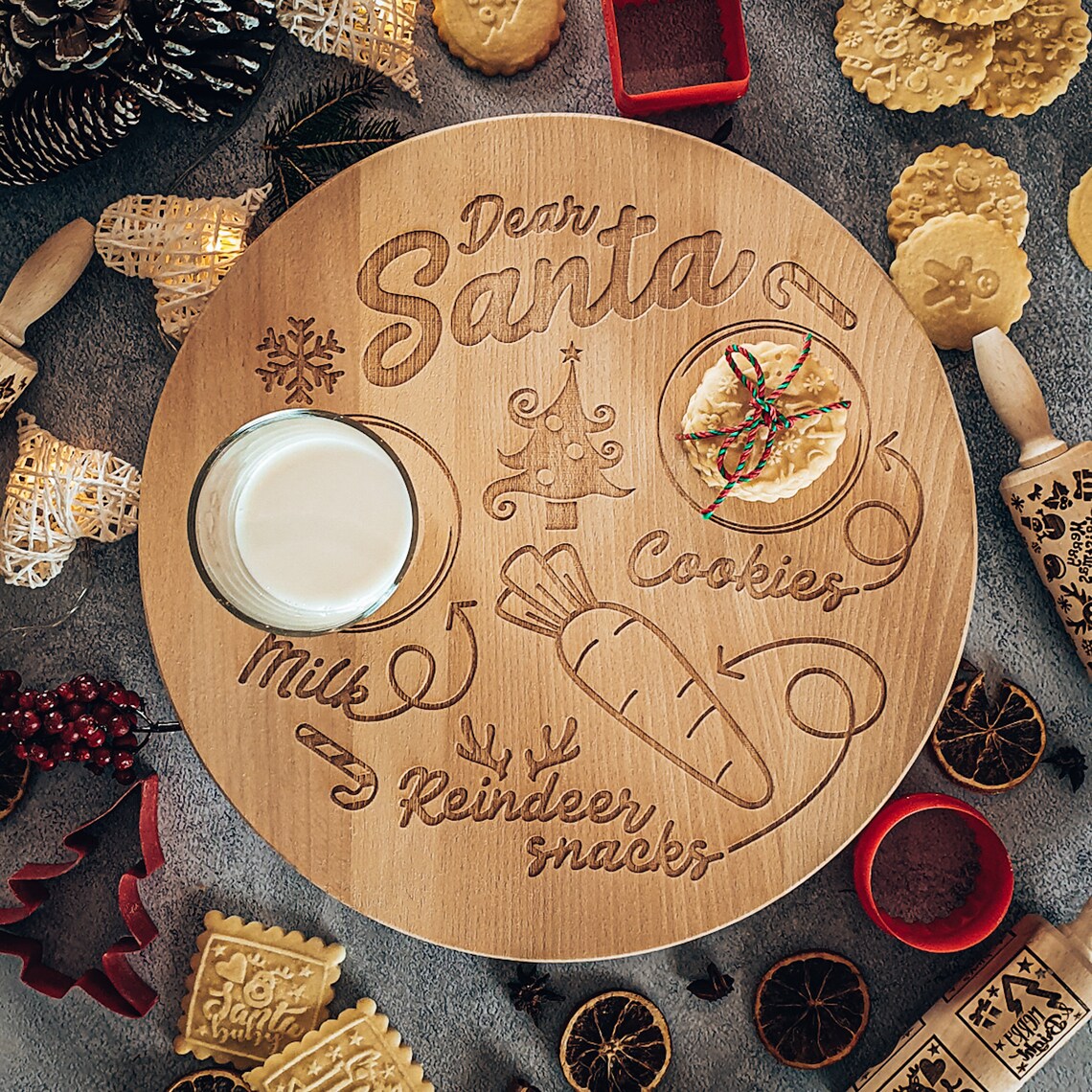 Dear Santa Rotating Christmas Board Engraved Christmas | Etsy