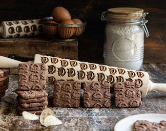 Easter Squares Rolling Pin, Embossing Rolling Pin, Engraved Rolling Pin ...