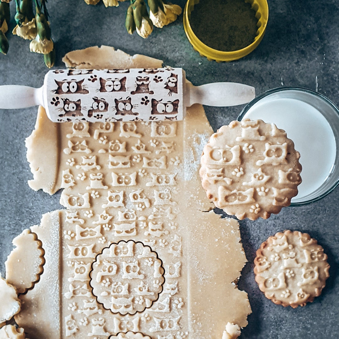 Funny Cat Rolling Pin, Embossing Rolling Pin, Engraved Rolling Pin by ...