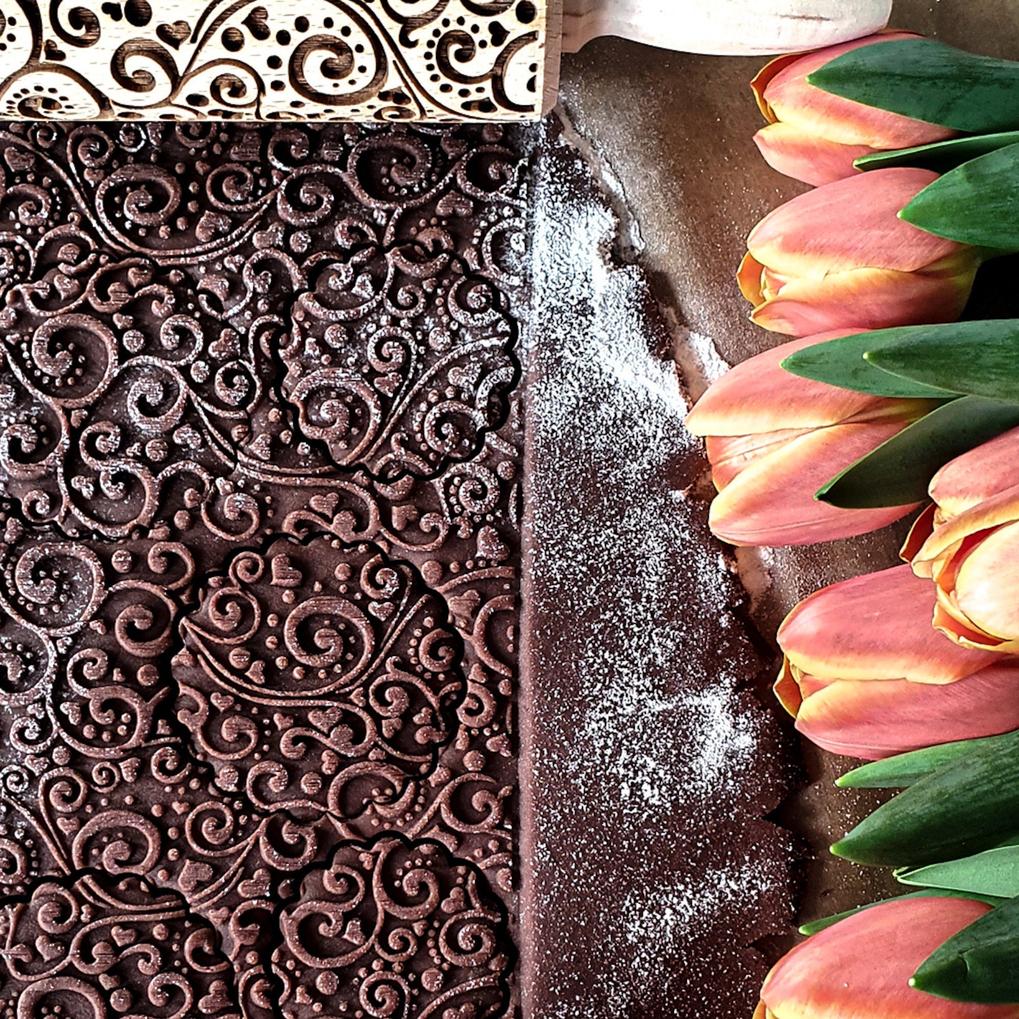 The Garden of Love Rolling Pin Embossing Rolling Pin - Etsy