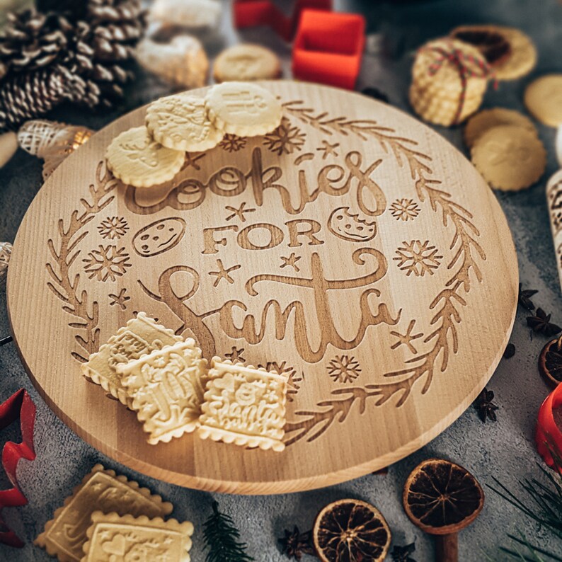 Cookies for Santa Rotating Christmas Board Engraved - Etsy