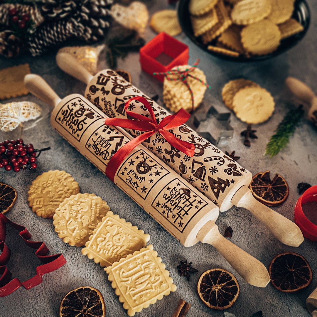 SET of 2 Big ROLLING Pins With Pattern of Your Choice, FREE Worldwide ...