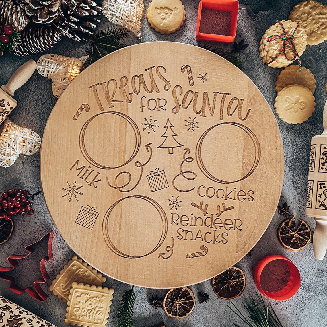 Treats for Santa Rotating Christmas Board Engraved - Etsy