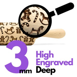 CHRISTMAS SQUARE Rolling Pin, Embossing Rolling Pin, Engraved Rolling ...